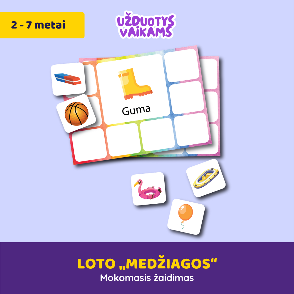 LOTO „Medžiagos“ - Užduotys vaikams